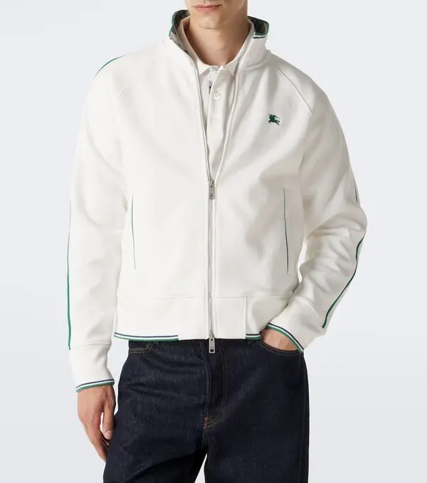 Burberry Checked Jersey Zip-up Sweatshirt