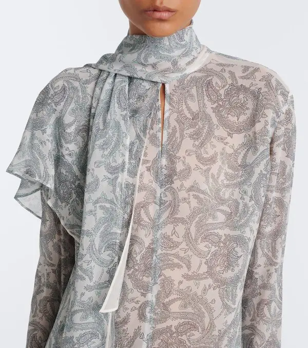 Acne Studios Caped Paisley Silk Cr�pe Blouse