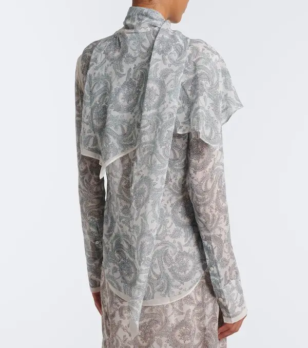 Acne Studios Caped Paisley Silk Cr�pe Blouse