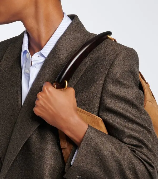 Saint Laurent Mombasa Medium Suede Shoulder Bag - Brown