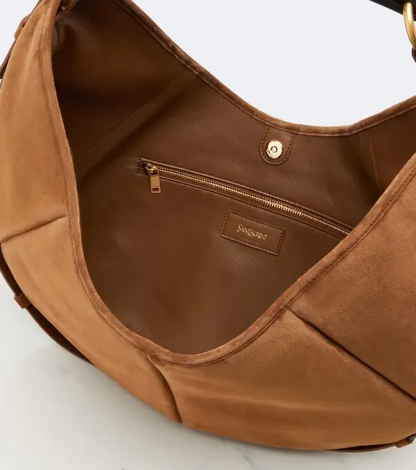 Saint Laurent Mombasa Medium Suede Shoulder Bag - Brown