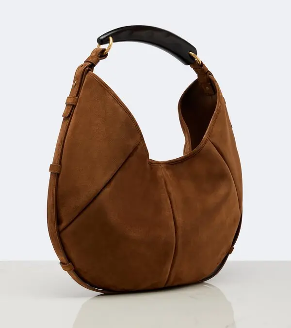 Saint Laurent Mombasa Medium Suede Shoulder Bag - Brown