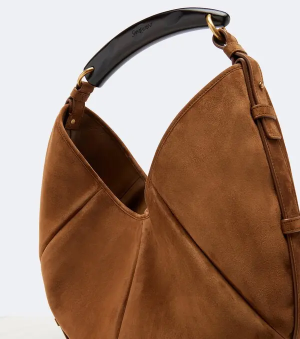 Saint Laurent Mombasa Medium Suede Shoulder Bag - Brown