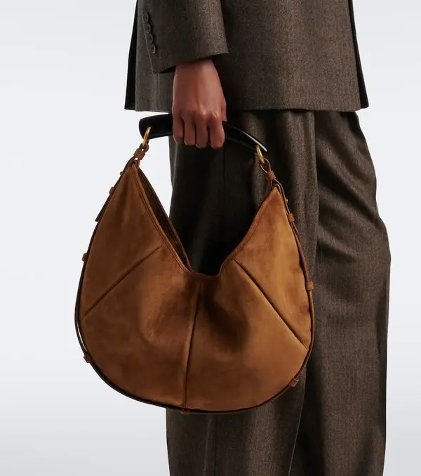 Saint Laurent Mombasa Medium Suede Shoulder Bag - Brown