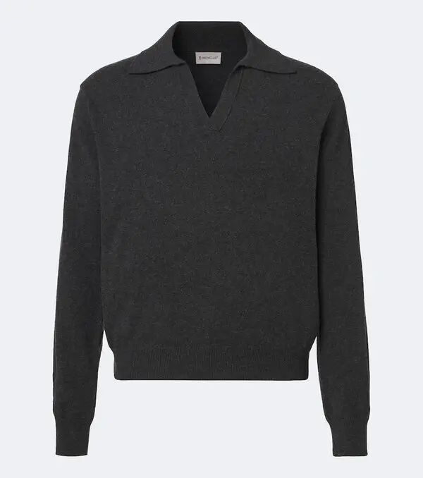 Moncler Wool And Cashmere-blend Polo Sweater - Grey