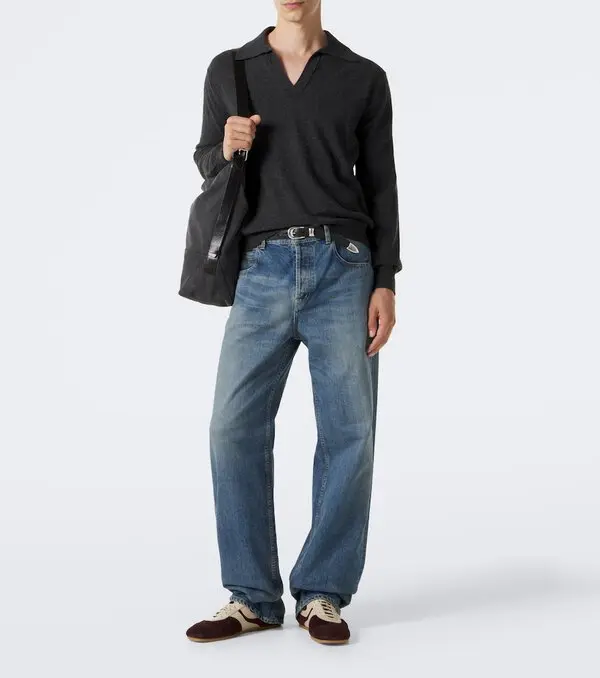 Moncler Wool And Cashmere-blend Notch Neck Polo Sweater