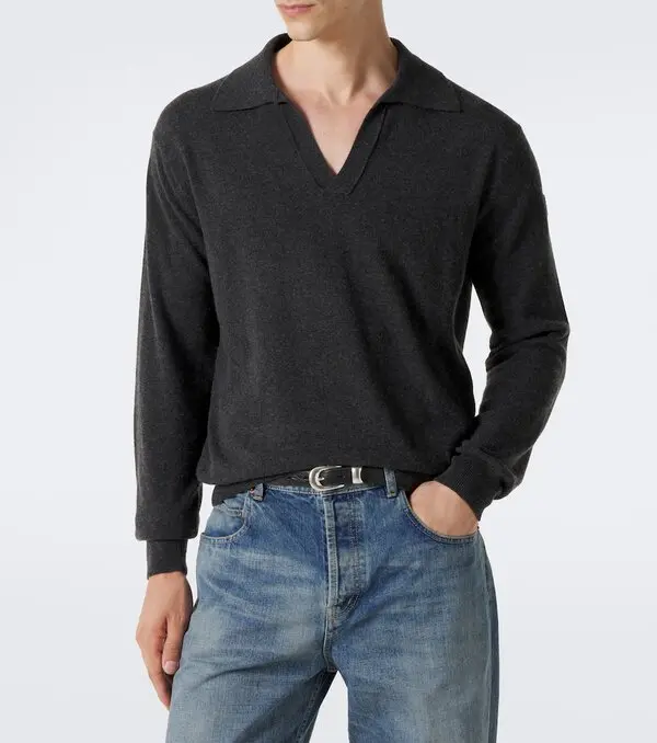 Moncler Wool And Cashmere-blend Notch Neck Polo Sweater