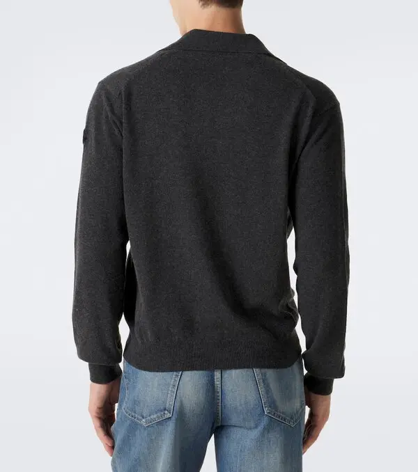 Moncler Wool And Cashmere-blend Notch Neck Polo Sweater