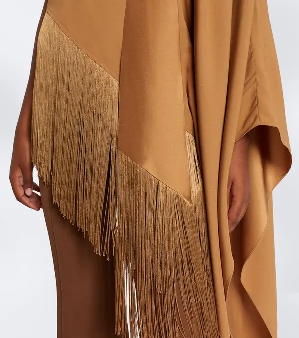 TALLER MARMO Atlas Fringed Scarf-detail Crêpe Cady Blouse - Brown
