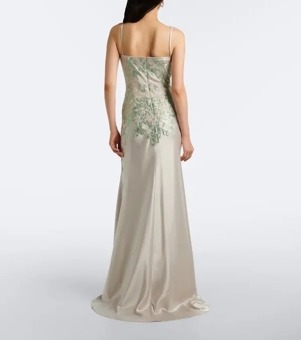 Costarellos Jennan Sequined Lace And Satin Gown