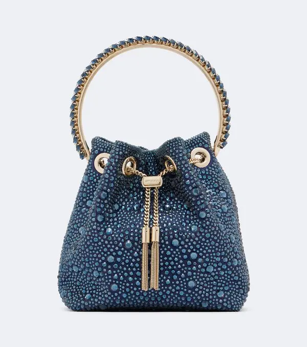 JIMMY CHOO Bon Bon Embellished Satin Bucket Bag