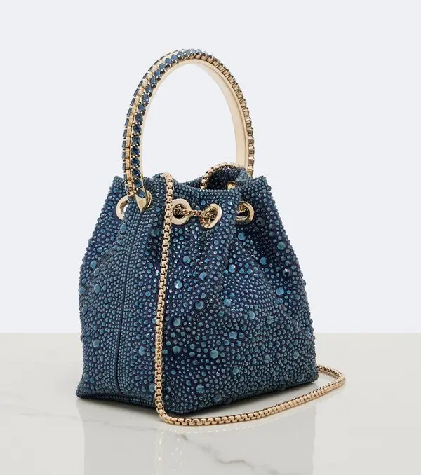 JIMMY CHOO Bon Bon Embellished Satin Bucket Bag
