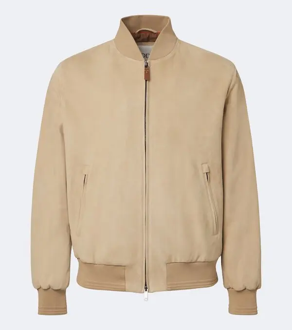 TOD'S Brera Suede Bomber Jacket - Beige