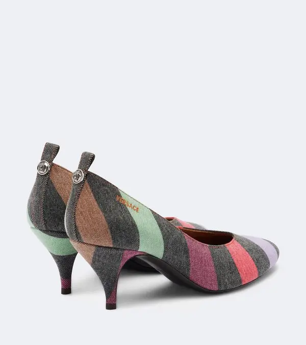 Versace Striped Denim Pumps - Multicoloured