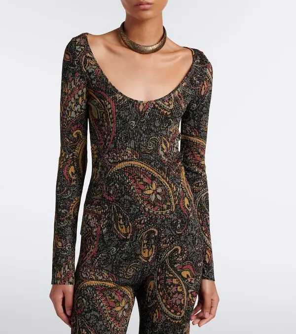 Etro Paisley Ribbed-knit Top