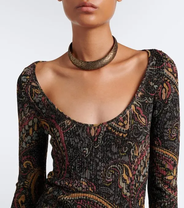 Etro Paisley Ribbed-knit Top