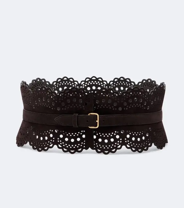 Alaïa Vienne Suede Corset Belt - Brown
