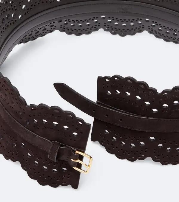 Alaïa Vienne Suede Corset Belt - Brown