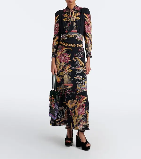 Etro Printed Crêpe De Chine Maxi Dress