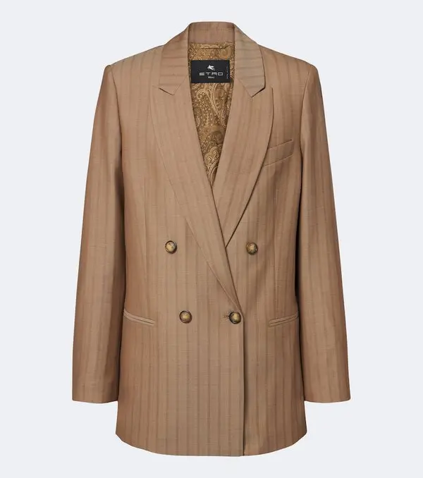 Etro Striped Wool Blazer - Brown