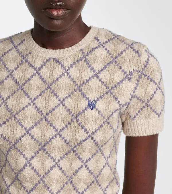 Acne Studios Argyle Cotton-blend Bouclé Sweater