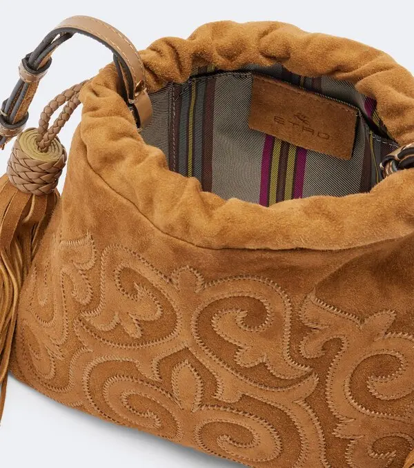 Etro Kalispera Small Embroidered Suede Clutch