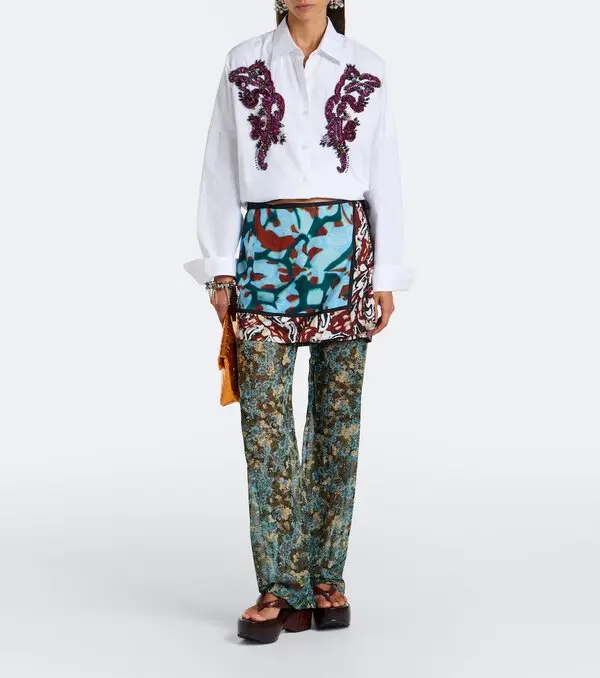 Dries Van Noten Semi-sheer Floral Wide-leg Pants