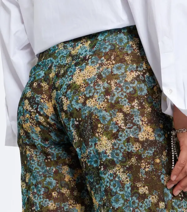 Dries Van Noten Semi-sheer Floral Wide-leg Pants