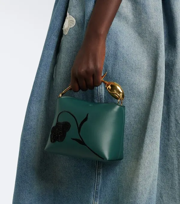 Erdem Bloom Mini Embroidered Leather Top-handle Bag