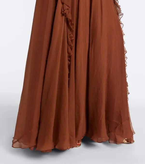 Costarellos Embellished Floral-appliqu� Silk Gown