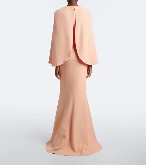 Elie Saab Embellished Caped Cady Gown