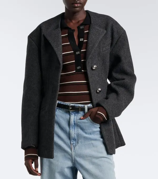 GANNI Belted Wool And Cashmere-blend Blazer