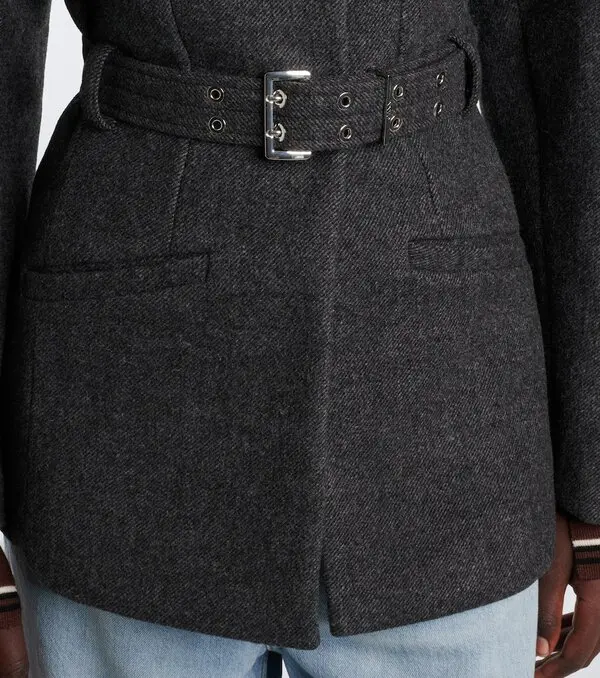 GANNI Belted Wool And Cashmere-blend Blazer
