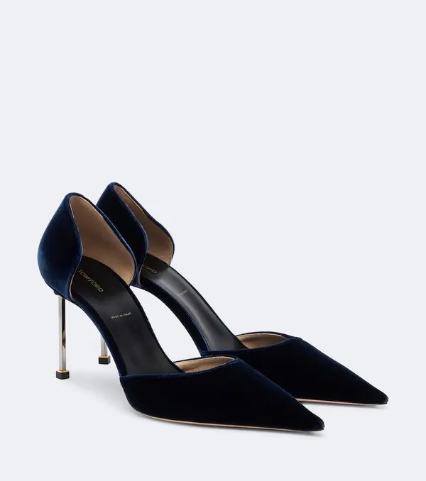 TOM FORD Velvet Pointed Toe Pumps - Blue