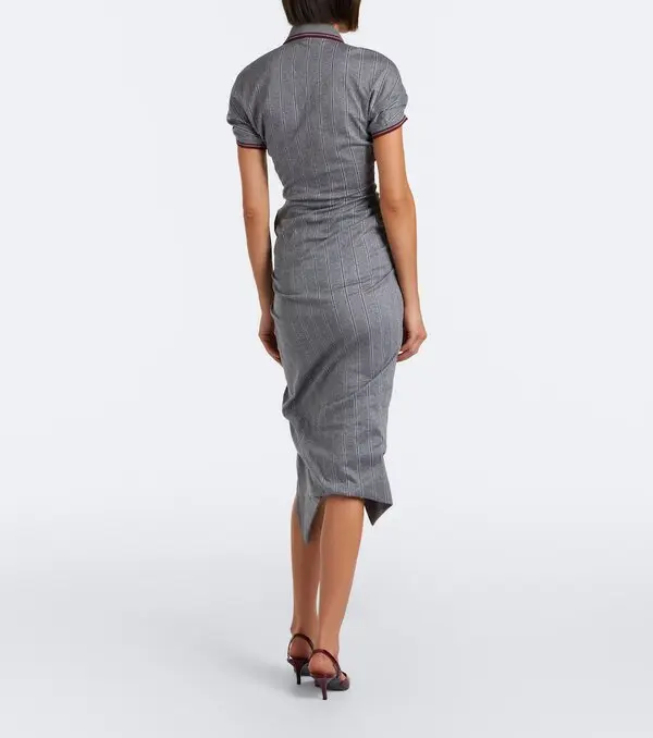 VIVIENNE WESTWOOD Pulling Striped Ruched Cotton Midi Dress - Grey