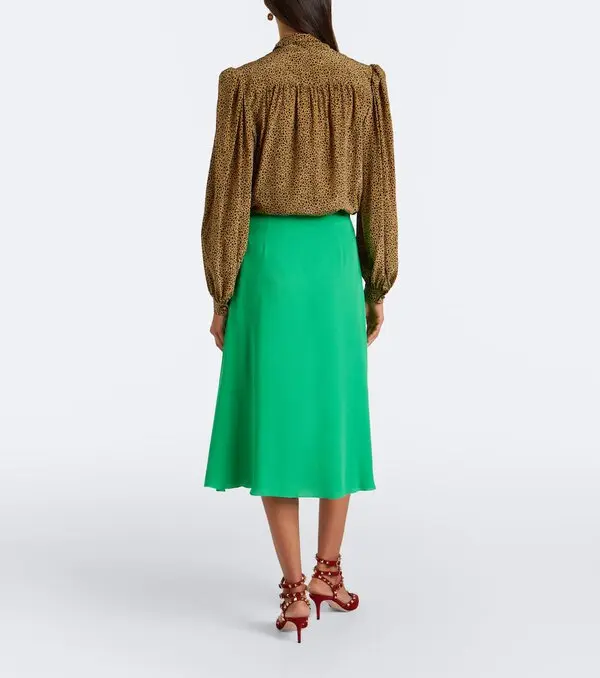 Valentino Garavani Silk Georgette Midi Skirt - Green