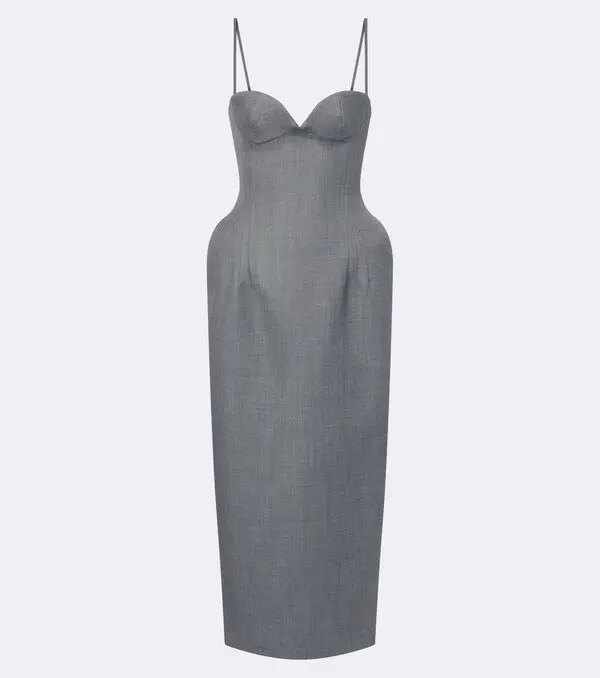 Magda Butrym Wool Corset Cocktail Dress - Grey