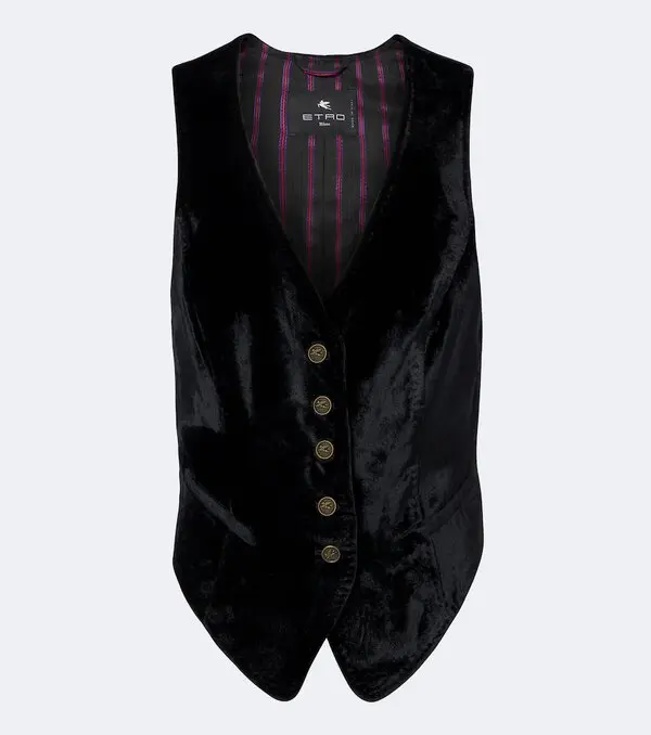 Etro Pegaso Velvet Vest - Black