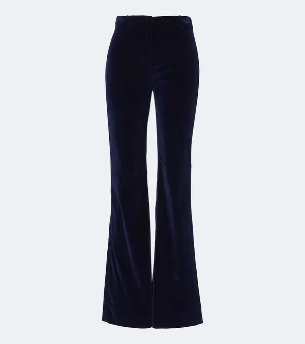 Etro Cotton Velvet Flared Pants - Blue