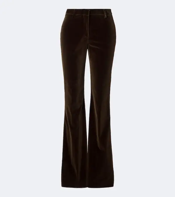 Etro Cotton Velvet Flared Trousers - Brown