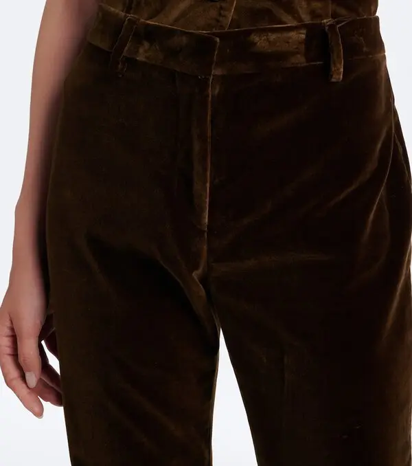 Etro Cotton Velvet Flared Trousers - Brown