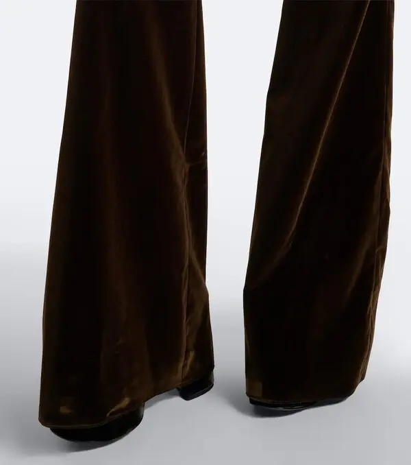 Etro Cotton Velvet Flared Trousers - Brown