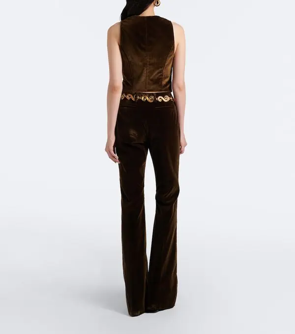 Etro Cotton Velvet Flared Trousers - Brown