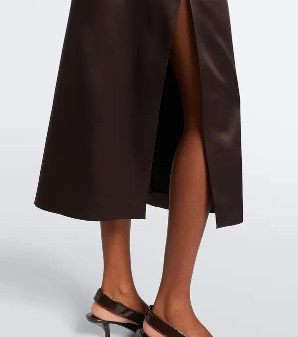 Sportmax Satin Midi Skirt - Brown