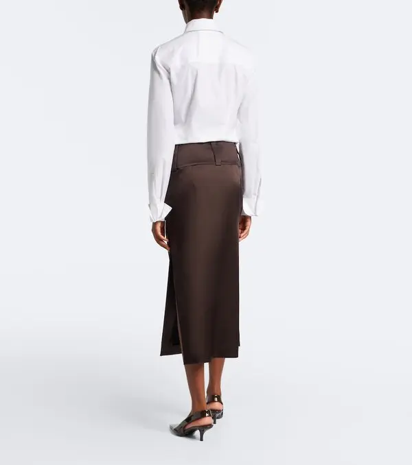 Sportmax Satin Midi Skirt - Brown