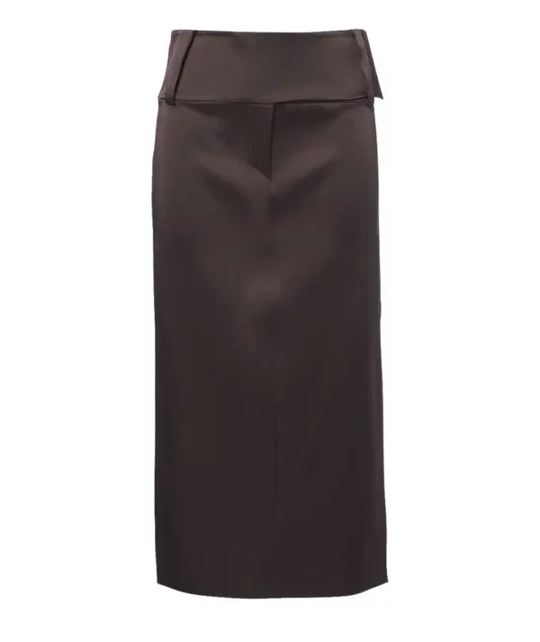 Sportmax Satin Midi Skirt - Brown
