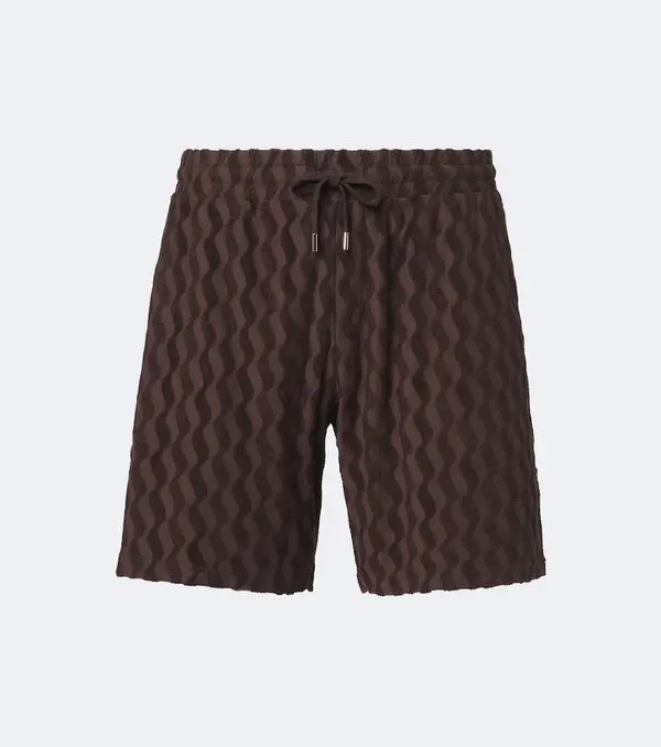 Frescobol Carioca Terry-trimmed Cotton-blend Shorts - Brown