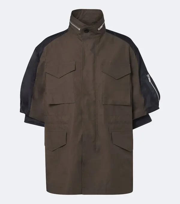 Sacai Cotton Field Jacket In Khaki X Navy - Green