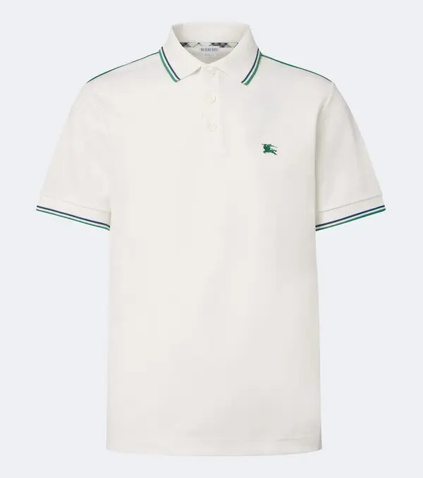 Burberry Ekd Cotton-blend Piqué Polo Shirt - White