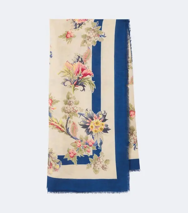 Etro Floral Modal And Cashmere Scarf - White